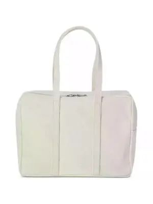 AMIACALVA Washed Canvas Boston Small Tote Bag - Neutrals