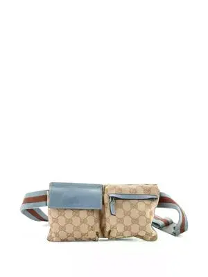 Gucci Vintage Double Gg Canvas With Leather Small Belt Bag