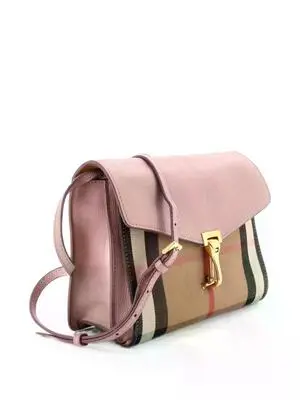 Burberry Macken Leather And House Check Canvas Small Crossbody Bag - Pink