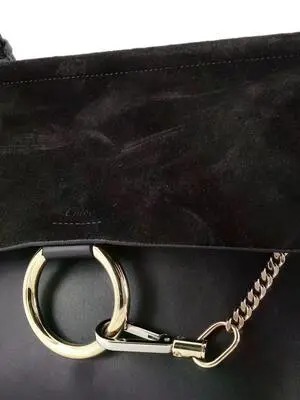 Chloé Faye Leather And Suede Medium Shoulder Bag - Black