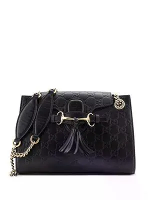 Gucci Emily Chain Flap Guccissima Leather Small Shoulder Bag - Black