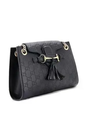 Gucci Emily Chain Flap Guccissima Leather Small Shoulder Bag - Black