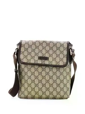 Gucci Flap Messenger Gg Coated Canvas Small Crossbody Bag - Brown