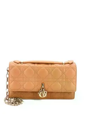 Dior My Top Handle Flap Bag Cannage Quilt Lambskin Mini Crossbody Bag - Neutrals