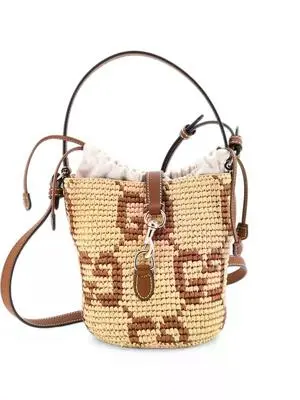 Gucci Gg Raffia Mini Bucket Bag - Neutrals