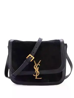Saint Laurent Solferino Bag Suede Medium Shoulder Bag - Black
