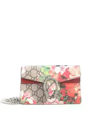 Gucci Dionysus Bag Blooms Print Gg Coated Canvas Super Mini Crossbody Bag - Brown
