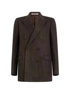 Tagliatore Herringbone Double-breasted Jacket - Brown