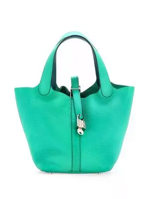 Hermès Eclat Picotin Lock Bag Clemence Pm Tote Bag - Green