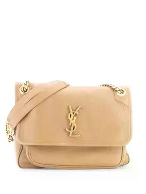 Saint Laurent Niki Chain Flap Bag Leather Medium Shoulder Bag - Brown