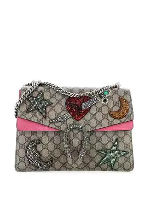 Gucci Dionysus Bag Embellished Gg Coated Canvas Medium Shoulder Bag - Brown