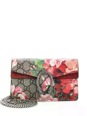 Gucci Dionysus Bag Blooms Print Gg Coated Canvas Super Mini Crossbody Bag - Brown