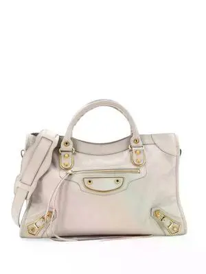 Balenciaga City Classic Metallic Edge Bag Leather Medium Satchel - Grey