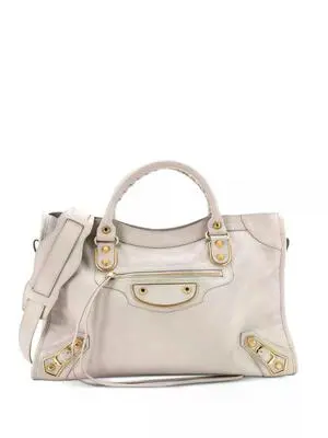 Balenciaga City Classic Metallic Edge Bag Leather Medium Satchel Grey