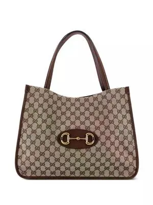 Gucci Horsebit 1955 Gg Canvas With Leather Medium Tote Bag - Brown