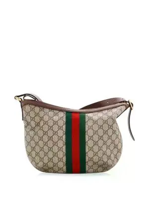 Gucci Ophidia Half Moon Hobo Gg Coated Canvas Small Crossbody Bag - Brown