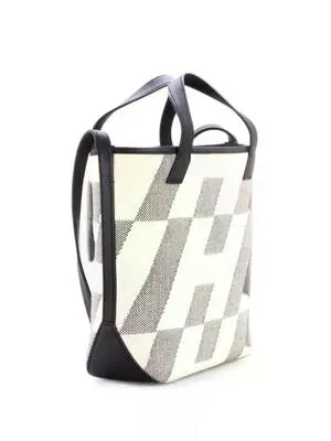 Hermès Cabas H En Biais Tote Canvas With Leather 27 Shoulder Bag - Black