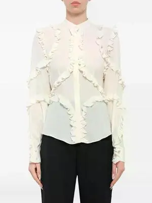 Alexander McQueen Ruffle-trimmed Long-sleeve Shirt - White