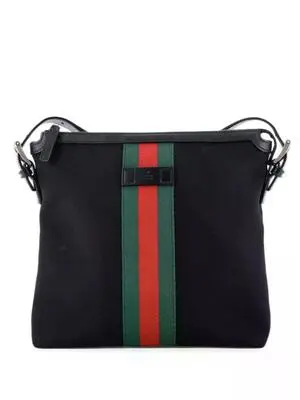 Gucci Web Messenger Bag Techno Canvas Small Crossbody Bag - Black