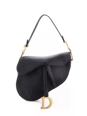 Dior Saddle Handbag Leather Medium Shoulder Bag - Black