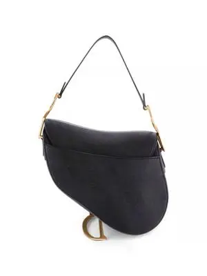 Dior Saddle Handbag Leather Medium Shoulder Bag - Black