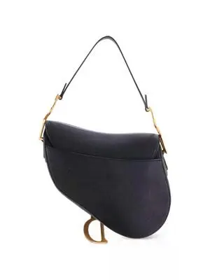 Dior Saddle Handbag Leather Medium Shoulder Bag - Black