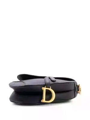 Dior Saddle Handbag Leather Medium Shoulder Bag - Black