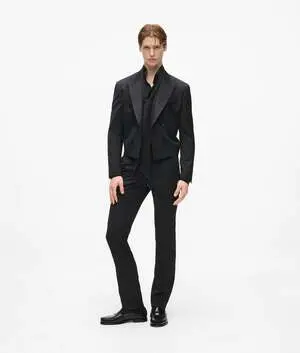 Karl Lagerfeld Kl Studio Regular-fit Wool Suit Pants - Black