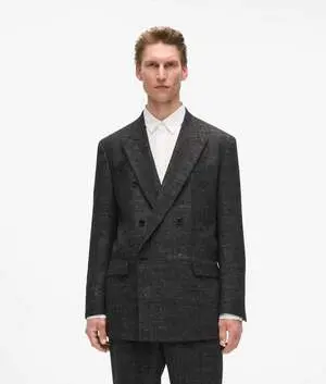 Karl Lagerfeld Double-breasted Textured Suit Jacket - Black