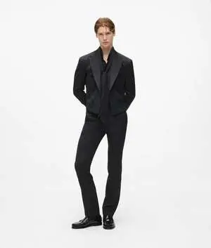Karl Lagerfeld Kl Studio Cropped Wool Suit Jacket