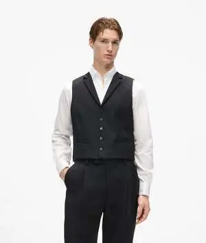Karl Lagerfeld Kl Studio Wool Suit Waistcoat - Black