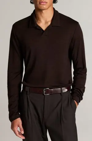 Vince Wool Interlock Long Sleeve Johnny Polo - Midland