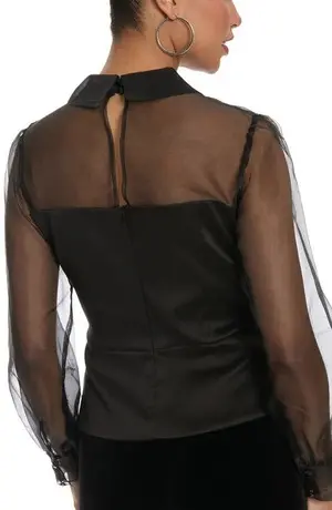 Maggy London Organza Collar Top