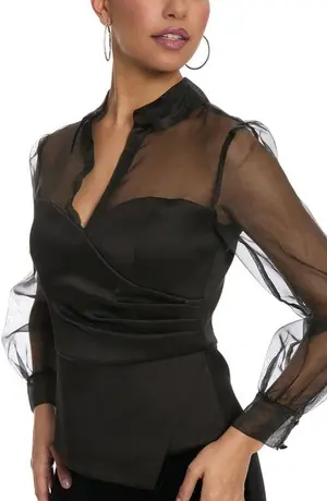 Maggy London Organza Collar Top