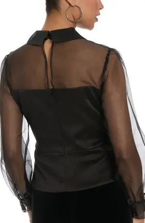 Maggy London Organza Collar Top