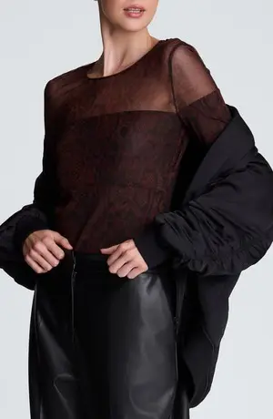 KENNETH COLE Mesh Long Sleeve Top