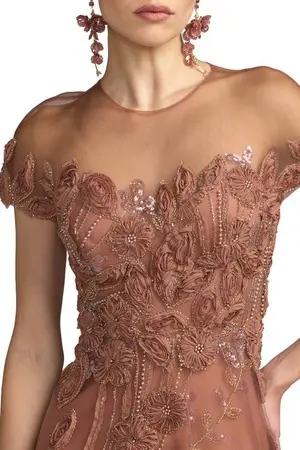 Mac Duggal Strapless Stretch Satin Column Gown With Overskirt