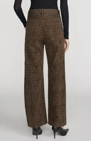 FRAME The Bow Flocked High Waist Crop Wide Leg Jeans