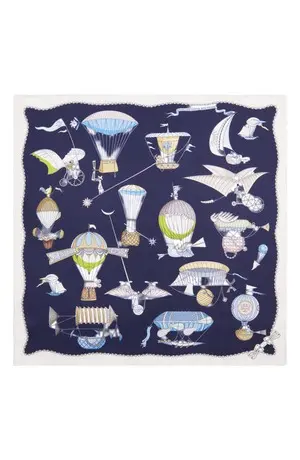 Tory Burch Hot Air Balloon Silk Neckerchief - Navy