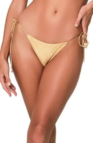 CHERINA  BEACHWEAR Cherina Beachwear Herry Retro-inspired Tie-side Bikini Bottom - Gold