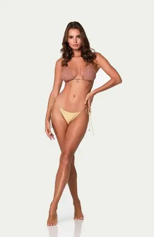 CHERINA  BEACHWEAR Cherina Beachwear Herry Retro-inspired Tie-side Bikini Bottom - Gold