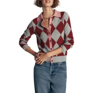 Boden Ariadne Cardigan - Brown/argyle