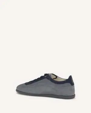 Brunello Cucinelli Nubuck And Suede Sneakers With Slim Sole - Grey