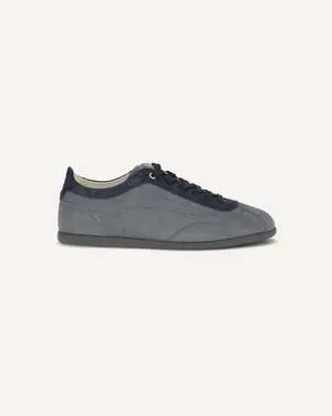 Brunello Cucinelli Nubuck And Suede Sneakers With Slim Sole - Grey