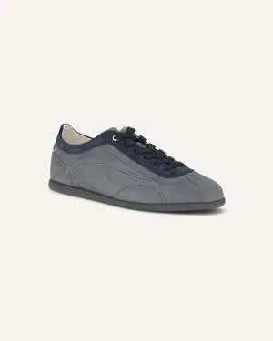 Brunello Cucinelli Nubuck And Suede Sneakers With Slim Sole - Grey