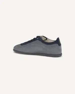 Brunello Cucinelli Nubuck And Suede Sneakers With Slim Sole - Grey