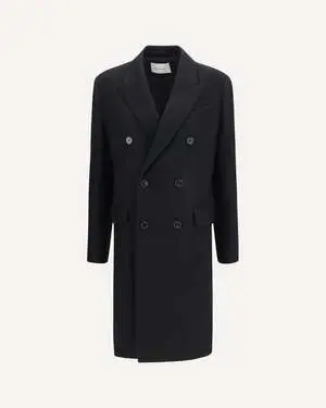 AMI Paris Double-breasted Wool Coat - Black