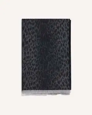 Gucci Leopard-print Wool Scarf With Monogram