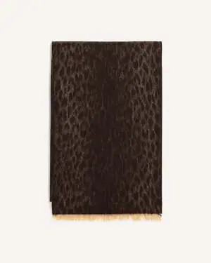 Gucci Leopard-print Wool Scarf With Monogram