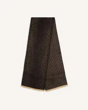 Gucci Leopard-print Wool Scarf With Monogram